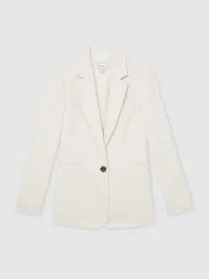 REISS Single-breasted Suit Jacket - Cream