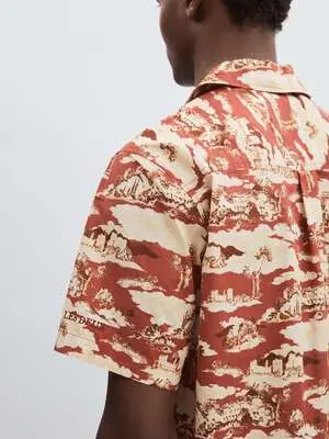 LES DEUX Ruins-print Cuban-collar Shirt