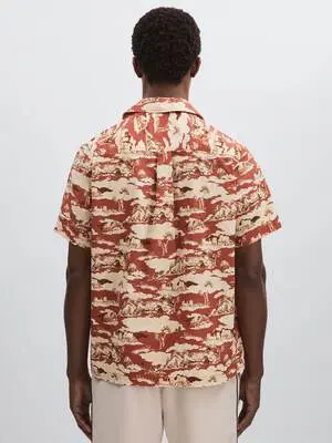 LES DEUX Ruins-print Cuban-collar Shirt