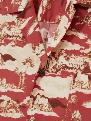 LES DEUX Ruins-print Cuban-collar Shirt