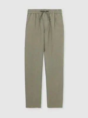 LES DEUX Patrick Drawstring Trousers - Green/ivory