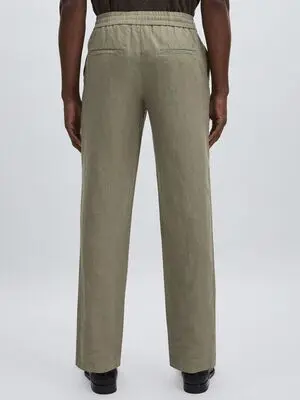 LES DEUX Patrick Drawstring Trousers - Green/ivory
