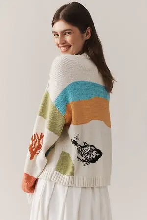 PILCRO Icon Graphic Cardigan Sweater