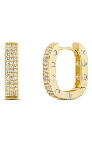 SHYMI Pavé Chunky Horseshoe Hoop Earrings - Gold