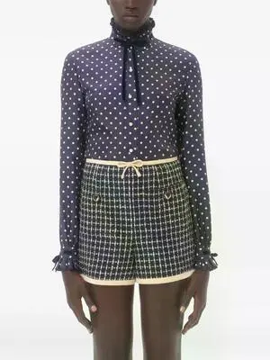 Valentino Garavani Plus De Pois-print Twill Shirt - Blue