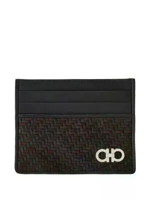 FERRAGAMO Woven Leather Cardholder - Brown