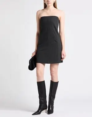 ALYSI Flared Mini Dress In Charcoal Viscose Blend