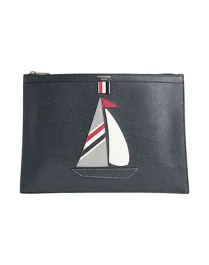 Thom Browne Textured-leather Clutch - Navy