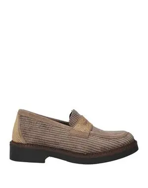 DIVINE FOLLIE Corduroy Loafers With Appliqués - Grey