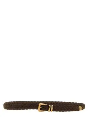 Brunello Cucinelli Woven Suede Belt - Brown