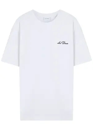 LES DEUX Crew Logo-embroidered Cotton T-shirt - White