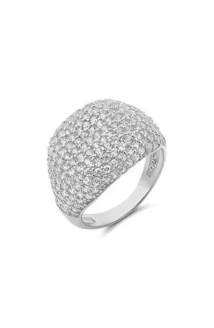 SHYMI Cubic Zirconia Pavé Dome Signet Ring Silver