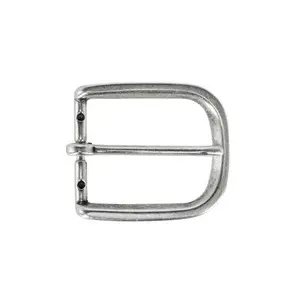 Trafalgar 35mm Solid Brass Italian Rounded Edged Harness Belt Buckle - English Silver