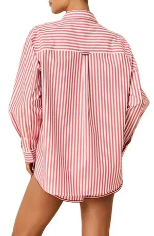 Solid & Striped The Avril Linen Blend Button-up Shirt - Lipstick Red