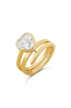 SHYMI Heart Cut Cubic Zirconia Spiral Statement Ring - Gold