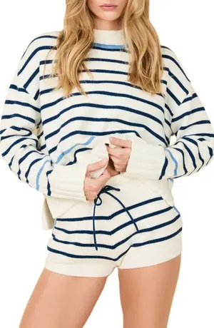 Solid & Striped The Maxine Stripe Cotton Mock Neck Sweater
