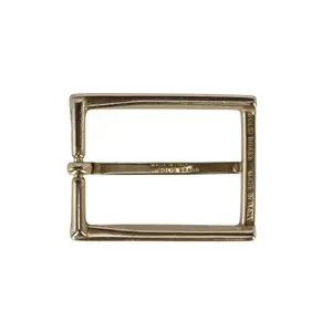 Trafalgar 35mm Italian Simply Classic Rectangular Solid Brass Harness Belt Buckle - Polished Brass