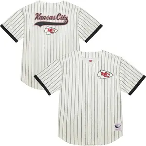 Mitchell & Ness Kansas City Chiefs Final Seconds Vintage Logo Mesh Button-up Shirt - Cream