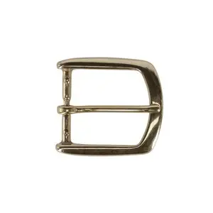 Trafalgar 35mm Italian Solid Brass Rounded Harness Belt Buckle - Polished Brass