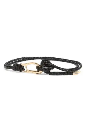 Nordstrom Woven Leather Tie Belt - Black