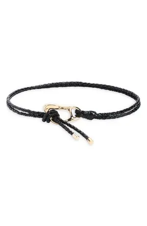 Nordstrom Woven Leather Tie Belt - Black