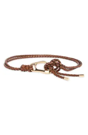 Nordstrom Woven Leather Tie Belt - Rust Bisque
