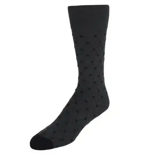 Trafalgar Ciel Diamond Patterned Merino Wool Mid-calf Socks - Charcoal And Black