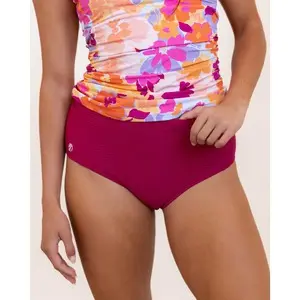 NANI Flat Rib Yoga Pocket Swim Bottom - Berry