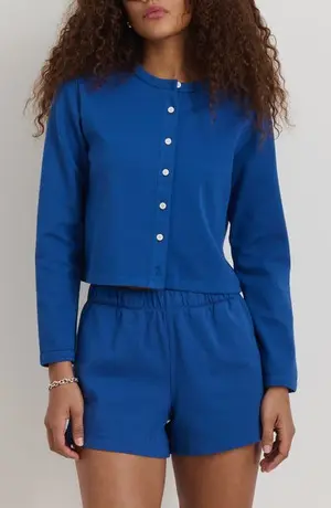 ALEX MILL Coco Sport Stretch Cotton Cardigan Blue