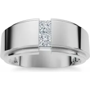 BLISS DIAMOND 14k Gold 1ct Princess Cut Lab Grown Diamond Band Ring - 14k White Gold