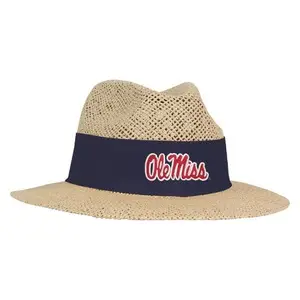AHEAD Ole Miss Rebels Wellington Gambler Straw Hat - Tan