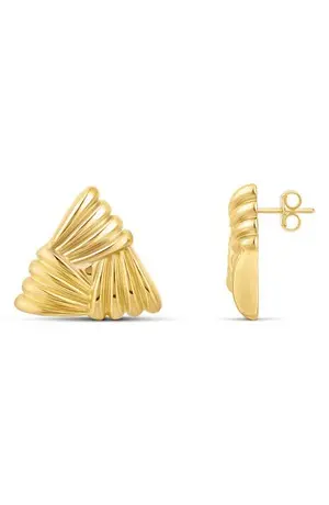SHYMI Textured Triangle Statement Earrings Gold