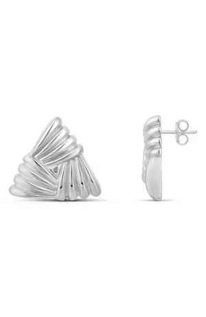 SHYMI Textured Triangle Statement Earrings - Silver