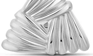 SHYMI Textured Triangle Statement Earrings - Silver