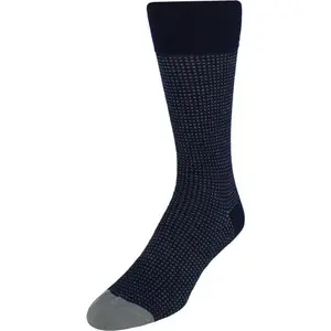 Trafalgar Alderic Birdseye Patterned Merino Wool Socks Navy Blue And Grey