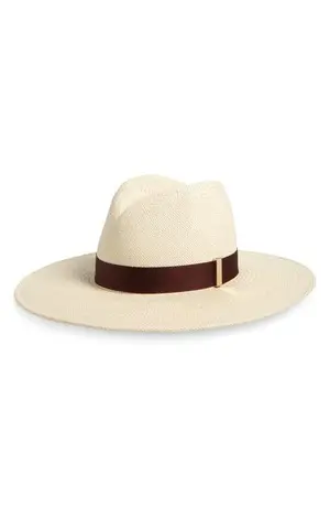 GIGI BURRIS MILLINERY Jeanne Straw Fedora - Natural/ Chocolate