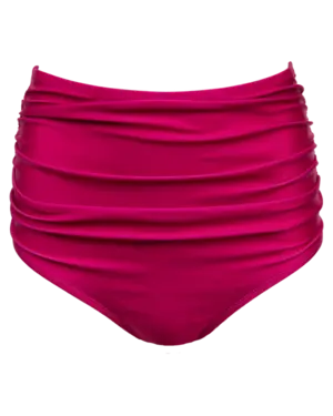 NANI Ruched High-rise Bikini Bottom - Berry