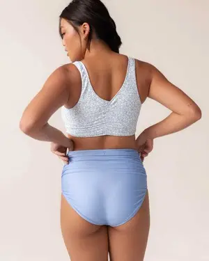 NANI Ruched High-rise Bikini Bottom - Celeste