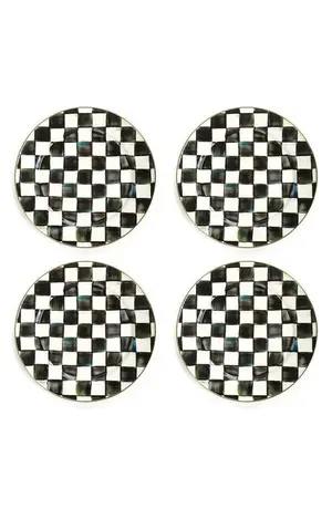 MACKENZIE-CHILDS Courtly Check Set Of 4 Chargers - Black/ White