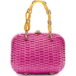FRANCES VALENTINE Wicker Basket Top Handle Bag - Pink
