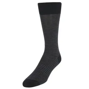 Trafalgar Carvel Striped Patterned Mid-calf Socks - Black And  Charcoal Stripes