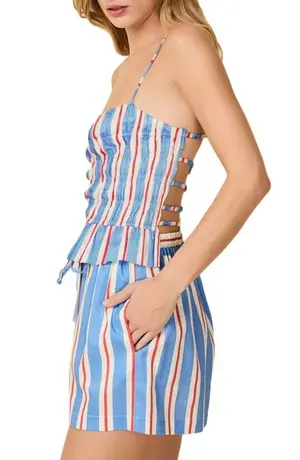 Solid & Striped The Delta Strappy Linen Blend Camisole - Americana Stripe
