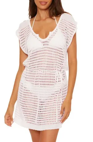 BECCA® By Rebecca Virtue Playa Open Stitch Cover-up Minidress - White