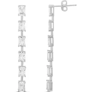 SHYMI Emerald Bar Drop Earrings - Silver