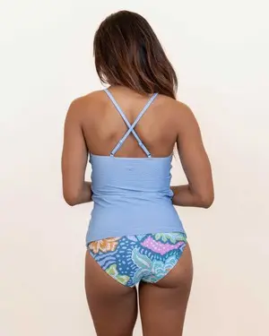 NANI Flat Rib V-Neck Tankini Celeste