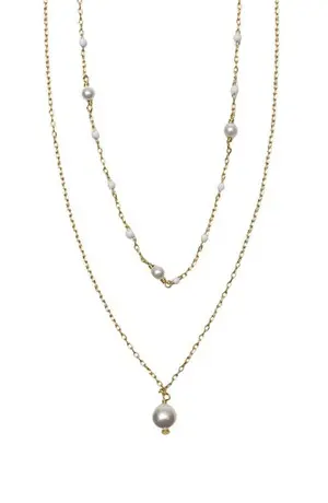 Argento Vivo Faux Pearl & Bead Chain Layered Necklace - Gold