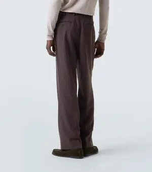 SAMAN AMEL Linen Canvas Suit Pants - Brown