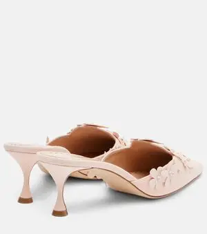 Manolo Blahnik Harnes 50 Floral-appliqué Suede Mules - Pink