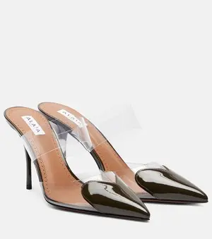 Alaïa Cœur 90 Patent Leather-trimmed Mules - Green