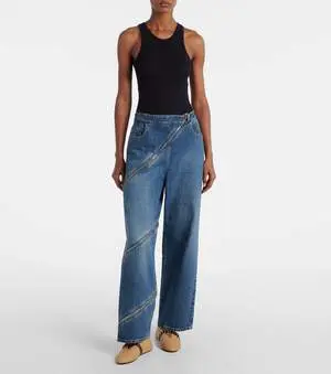 Alaïa Leather-trimmed Straw Ballet Flats - Beige